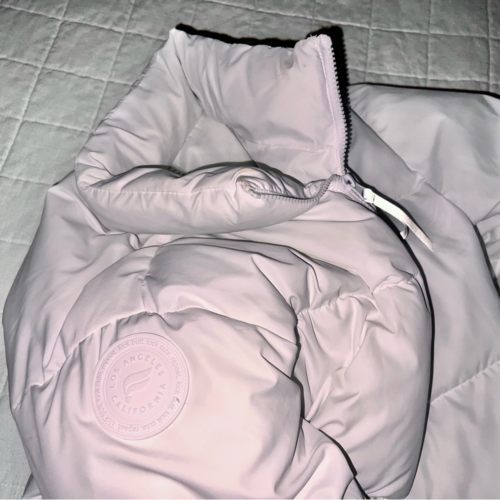 Fabletics White Cropped Down Puffer Jacket Xs - Gem